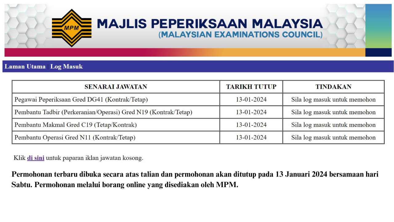 Pengambilan Jawatan MPM Januari 2024