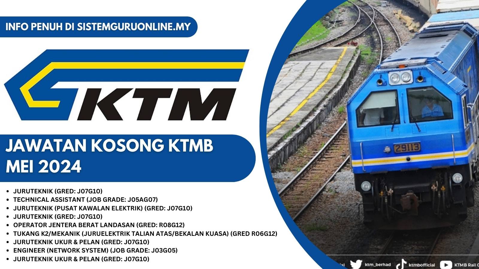 Pengambilan Jawatan Kosong KTMB Mei 2024