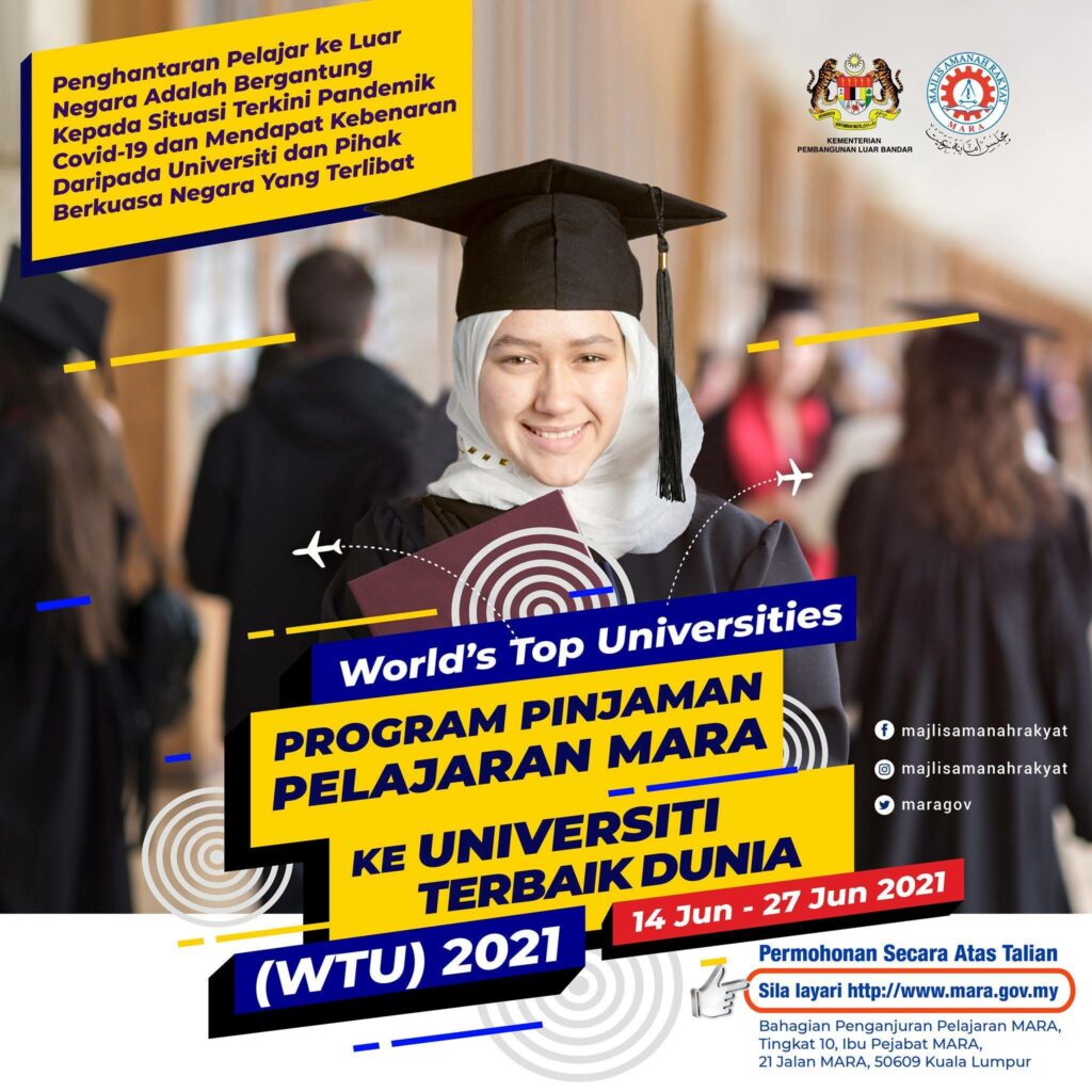 Program Pinjaman Pelajaran MARA Ke Universiti Terbaik Dunia 2021