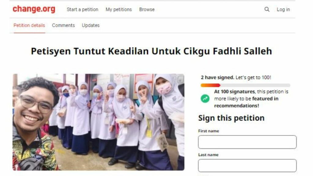 1 Petisyen Untuk Cikgu Mohd Fadhli Salleh | Rakyat Malaysia Tuntut ...