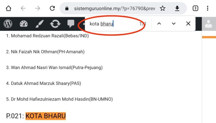 SENARAI PENUH KESELURUHAN CALON YANG BERTANDING BAGI PRU 15