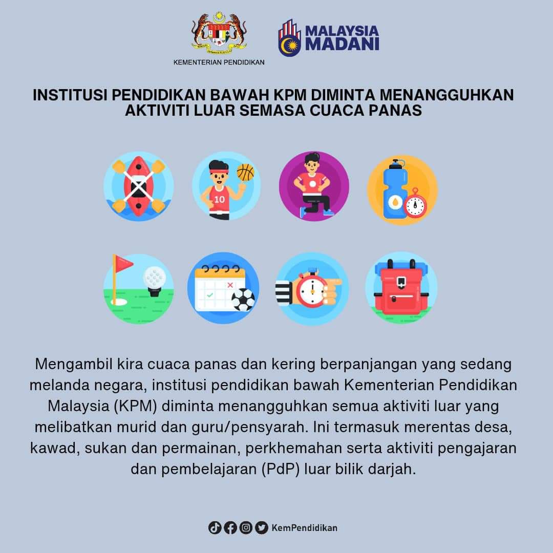 OFFICIAL KPM KELUAR ARAHAN LARANG AKTIVITI LUAR BILIK DARJAH