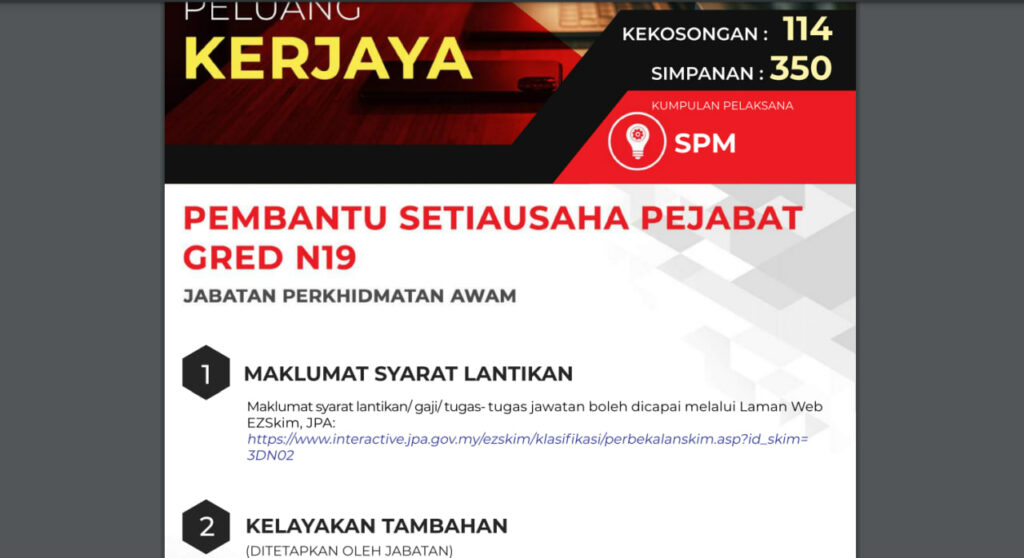 Permohonan Jawatan Kosong Jabatan Perkhidmatan Awam (JPA) Jun 2023