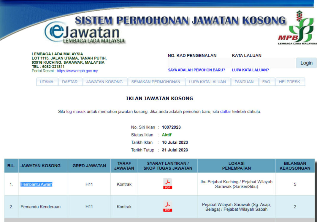 Permohonan Jawatan Kosong Lembaga Lada Malaysia (MPB) 2023~Mohon Segera
