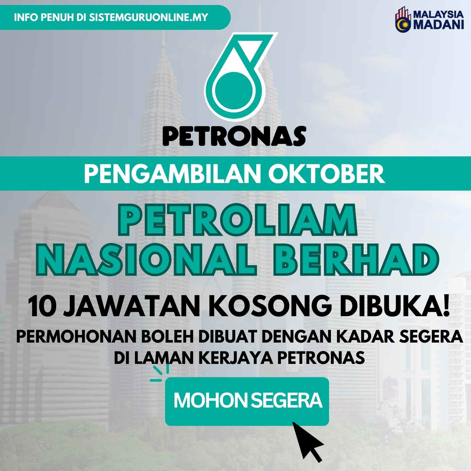 Jawatan Kosong Petronas Oktober Yang Menawarkan 10 Jawatan Untuk Dimohon