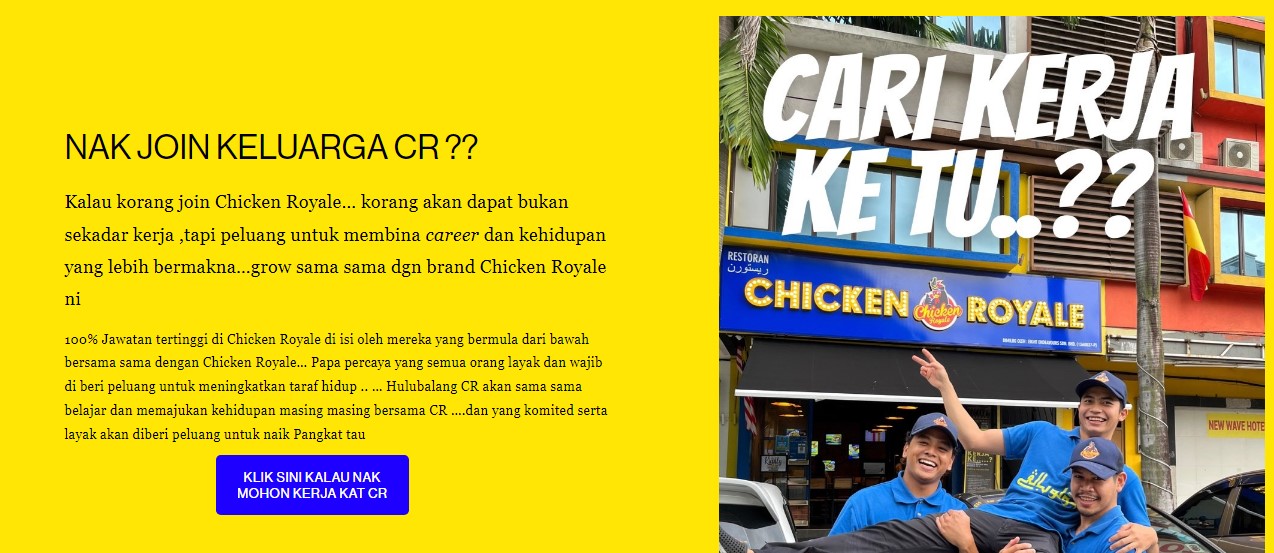 Cara Mohon Kerja Chicken Royale Secara Fulltime Dan Part Time