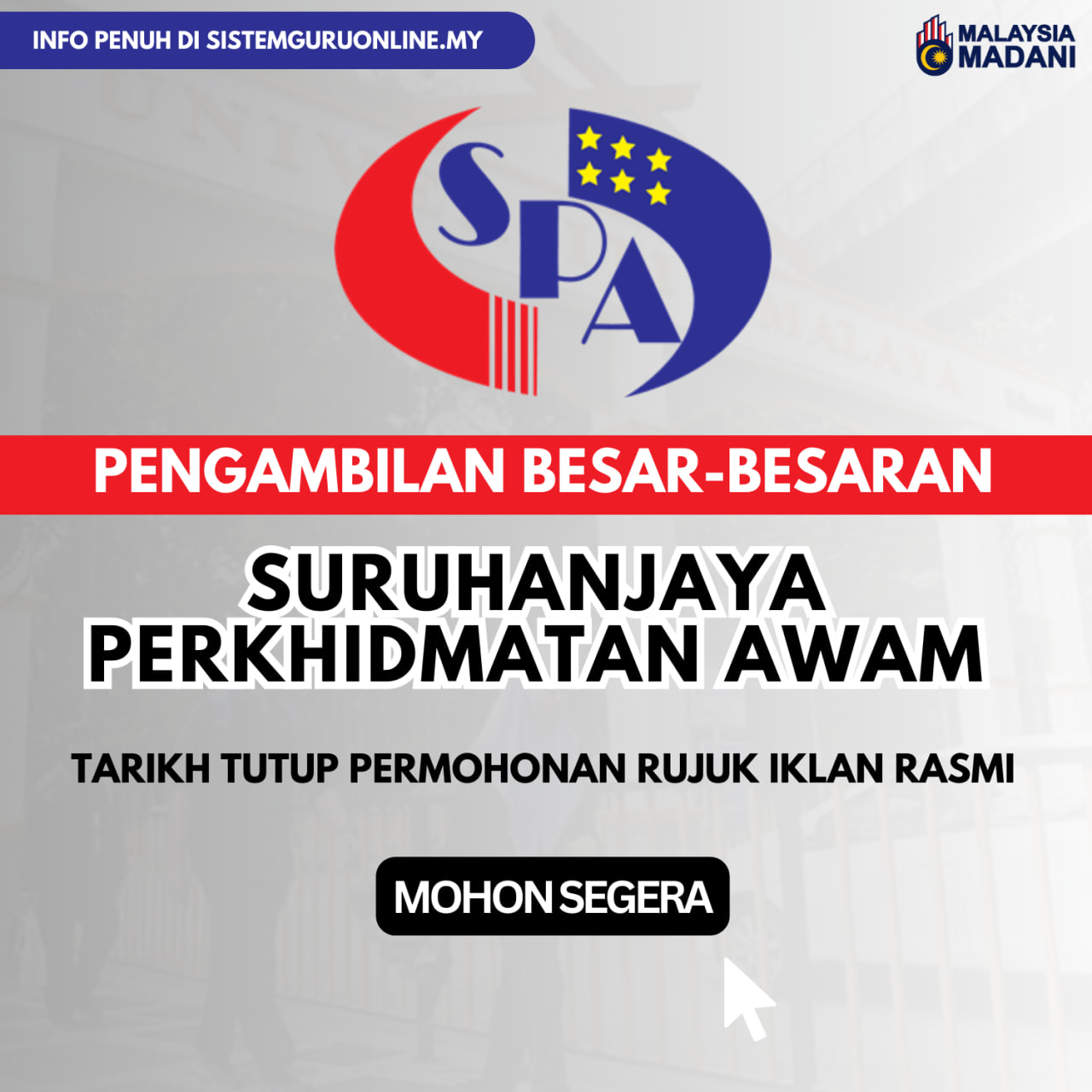 Pengambilan Besar-besaran SPA9 Bagi Kemasukan Oktober Dan November