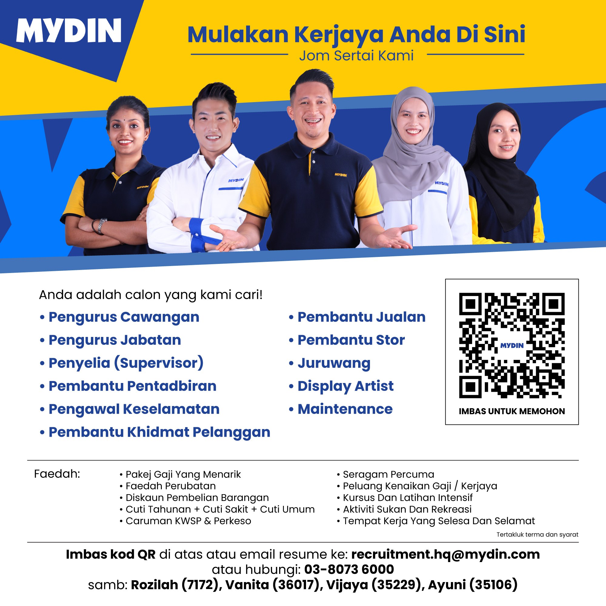 Cara Mohon Kerja Mydin Bagi 11 Jawatan Dibuka Seluruh Malaysia