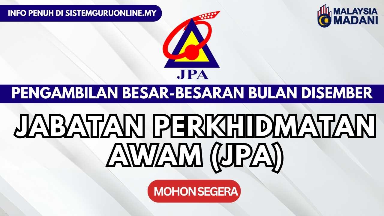 Pengambilan Kerja JPA Disember 2023 Seluruh Malaysia