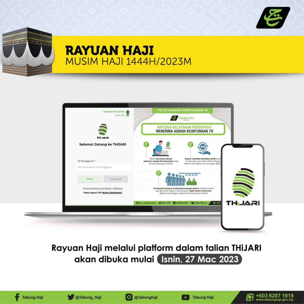 Rayuan Haji 2024 : Daftar, Kelayakan Dan Cara Mohon Melalui Thijari