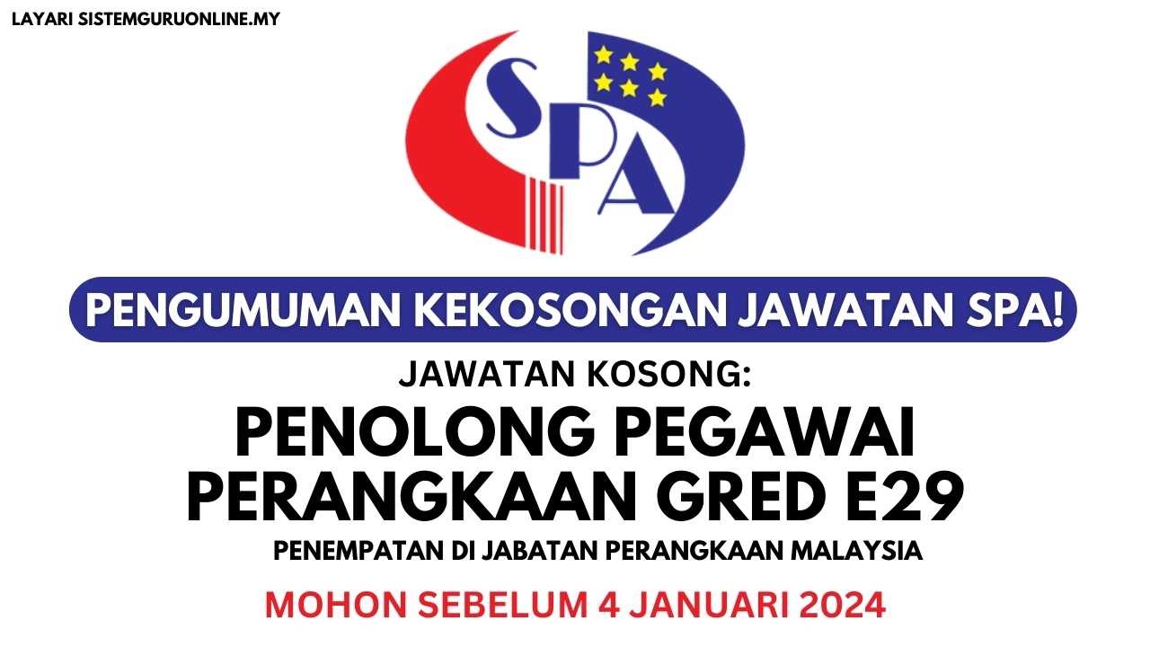 Jawatan Kosong Penolong Pegawai Perangkaan Gred E29 Januari 2024 Di ...