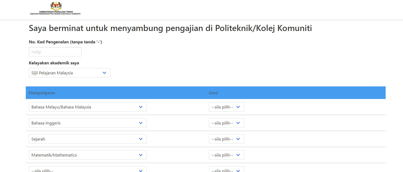 Permohonan Politeknik Dan Kolej Komuniti 2024