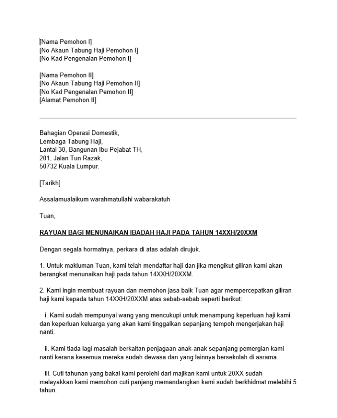 Download Surat Rayuan Haji 2024 Dan Senarai Alasan Mohon Rayuan Haji