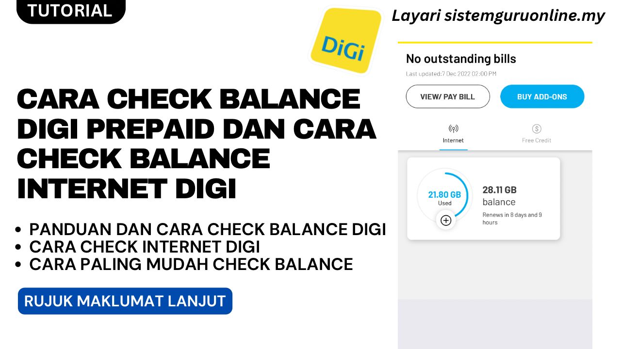 Cara Check Balance Digi Prepaid Dan Cara Check Balance Internet Digi