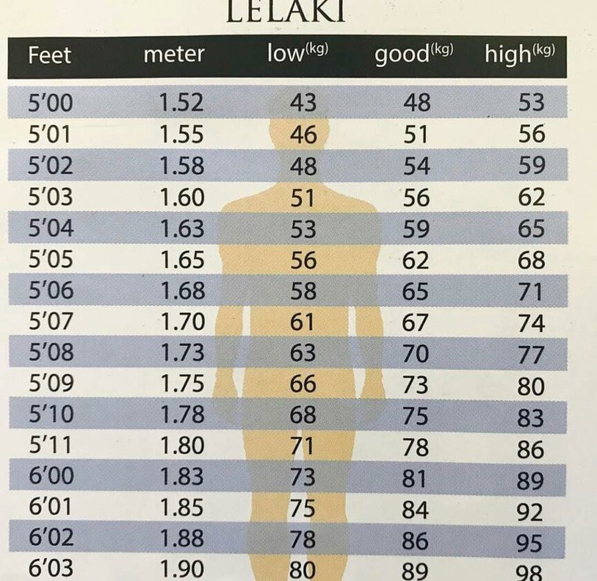 Panduan Mengenali Berat Badan Ideal Dan Carta Body Mass Index Bagi Lelaki Dan Wanita