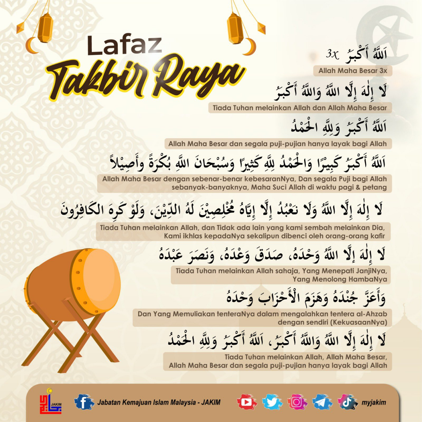 Panduan Dan Lafaz Takbir Raya Aidilfitri Rumi Dan Jawi