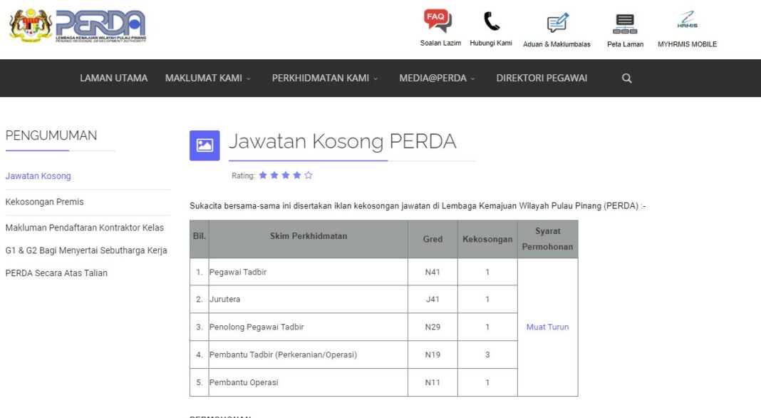 Pengambilan Jawatan Kosong PERDA Jun 2024