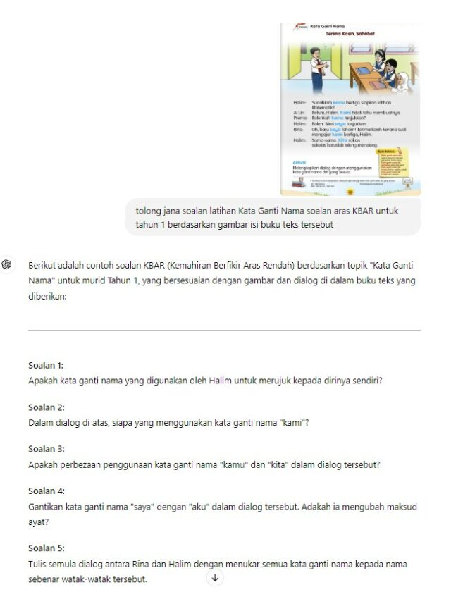 Cara Buat Soalan Guna ChatGPT Melalui Buku Teks Secara KBAR, KBAS Dan KBAT