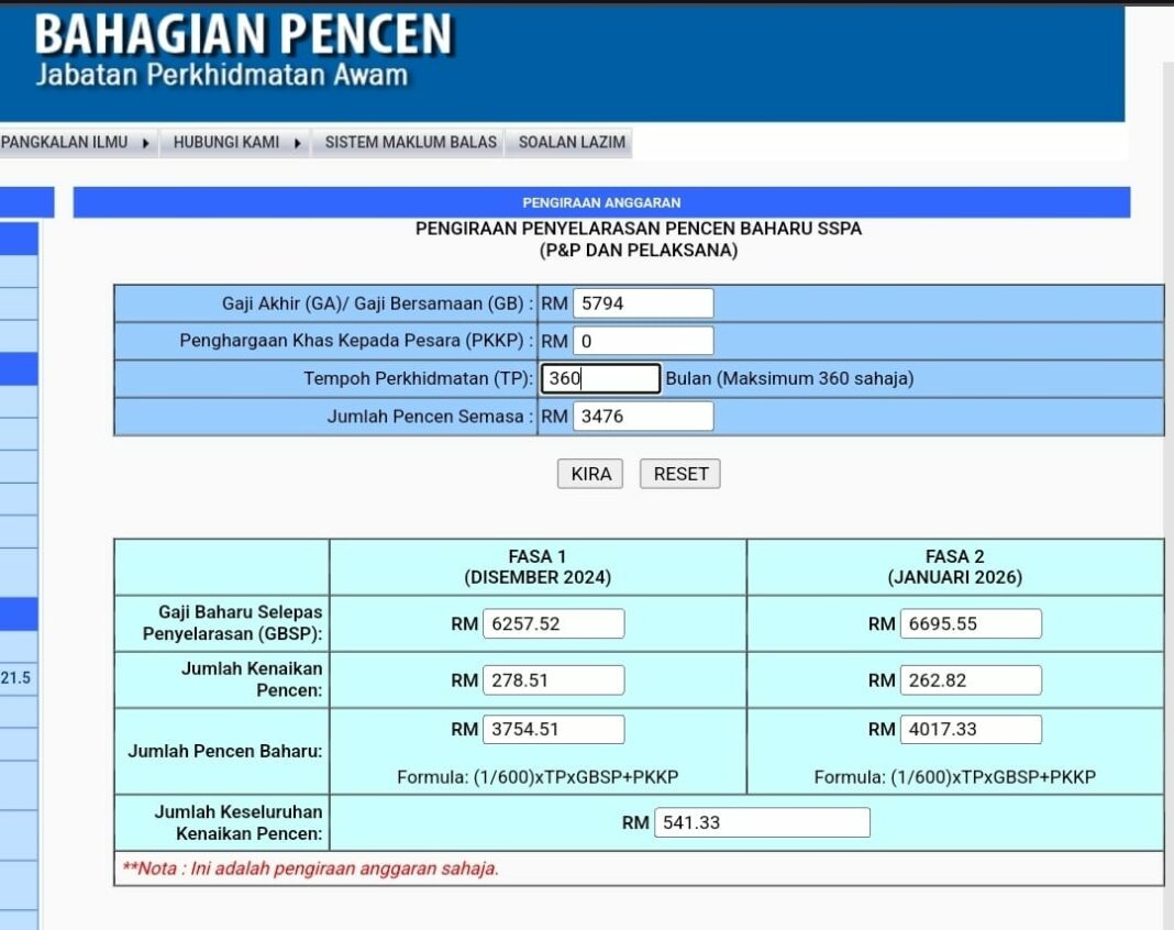 Cara Kira Kenaikan Gaji Penjawat Awam Dan Cara Kira Pencen Pesara ...