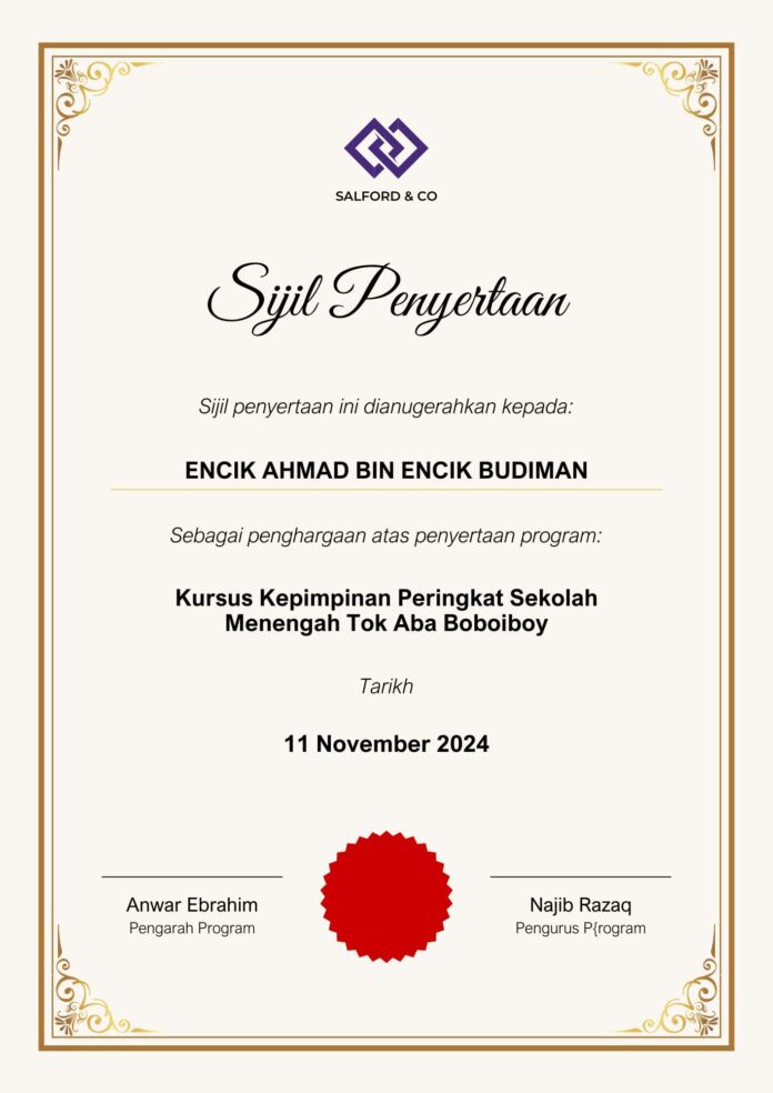 Contoh Sijil Penyertaan Program Dan Penghargaan Serta Download Template Sijil Penyertaan