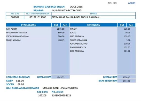 Contoh Slip Gaji Swasta, Template Slip Gaji Dan Cara Buat Slip Gaji Online