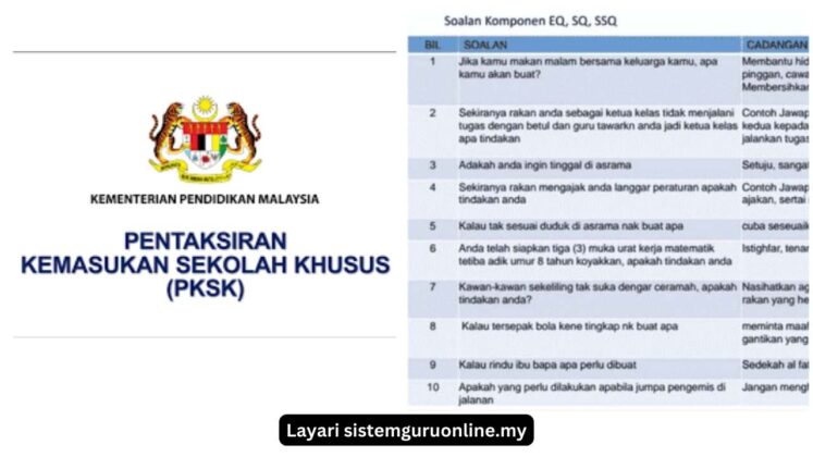 Contoh Soalan PKSK Kemasukan Sekolah Khusus Dan Download Soalan PKSK ...