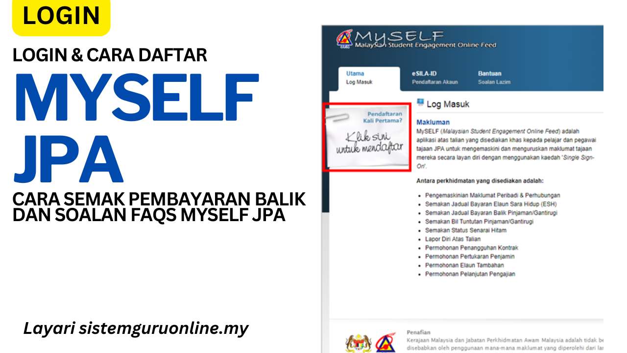 Login MySELF JPA, Cara Daftar MySELF JPA Dan Soalan FAQs MySELF JPA