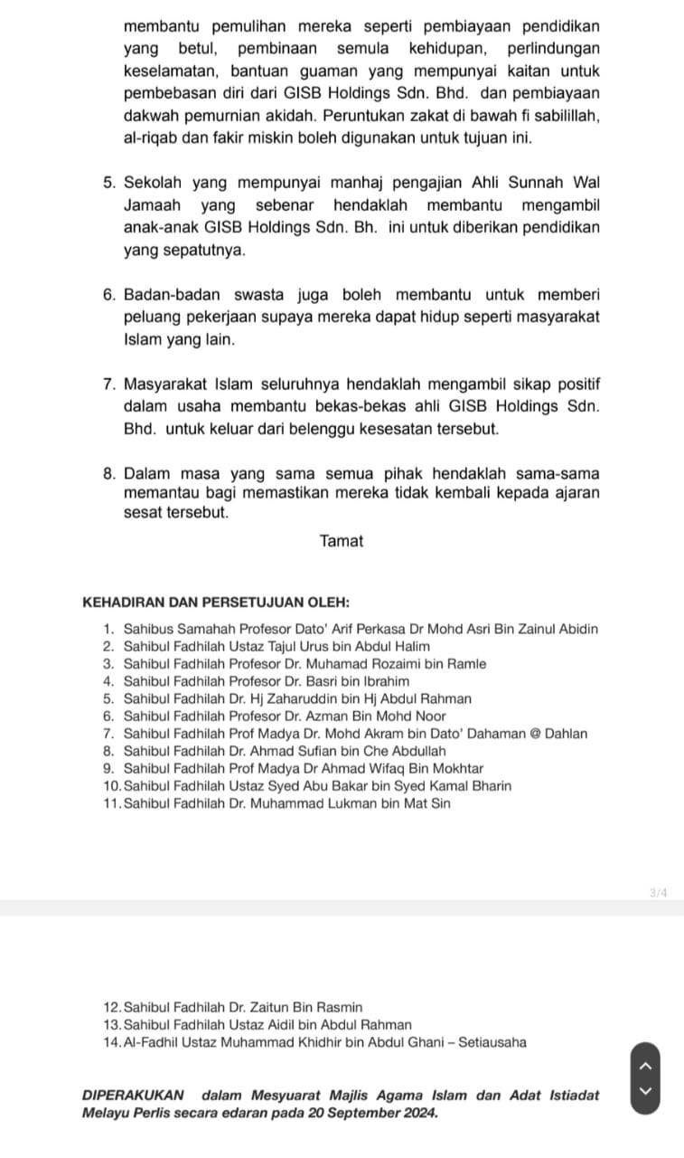 Mufti Perlis Isytihar GISBH Sesat, Haram Segala Aktiviti Dan Ajaran GISBH