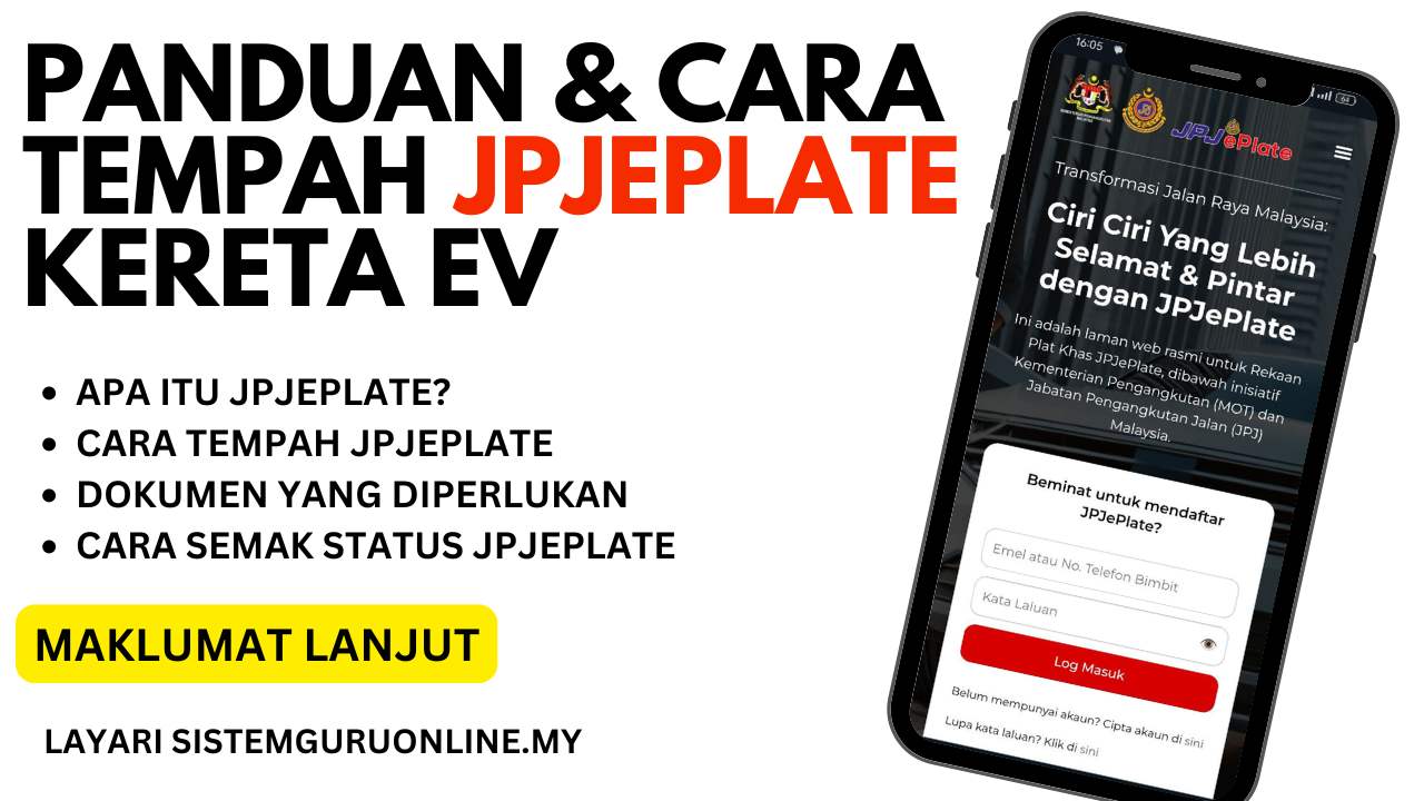 Panduan Dan Cara Tempah JPJePlate Kereta EV Online