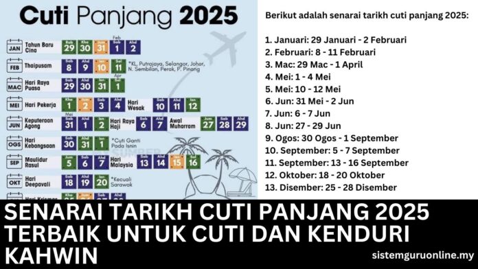 Senarai Tarikh Cuti Panjang 2025 Terbaik Untuk Cuti Dan Kenduri Kahwin