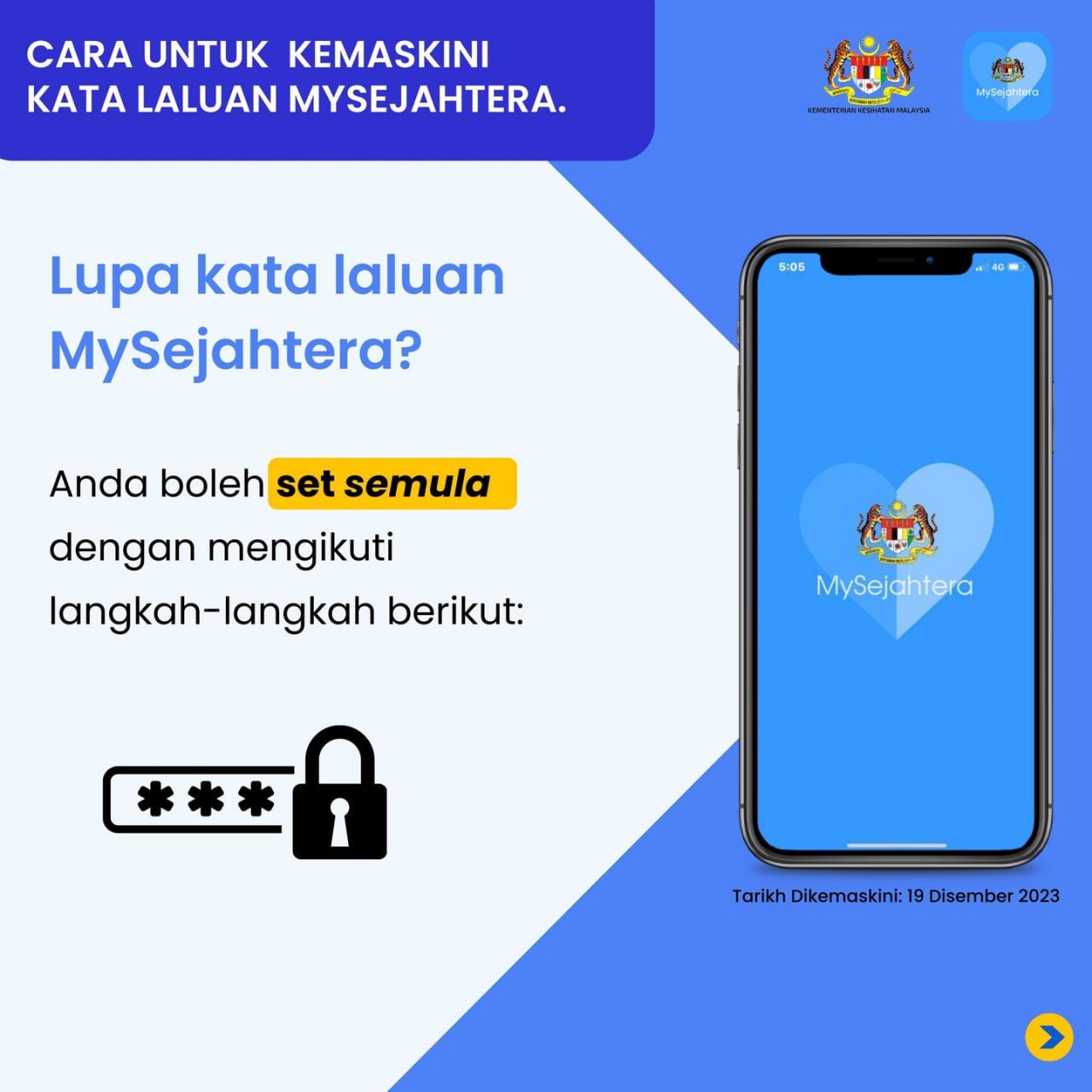 3 Cara Kemaskini Mysejahtera Maklumat, Keputusan Ujian Dan Kata Laluan