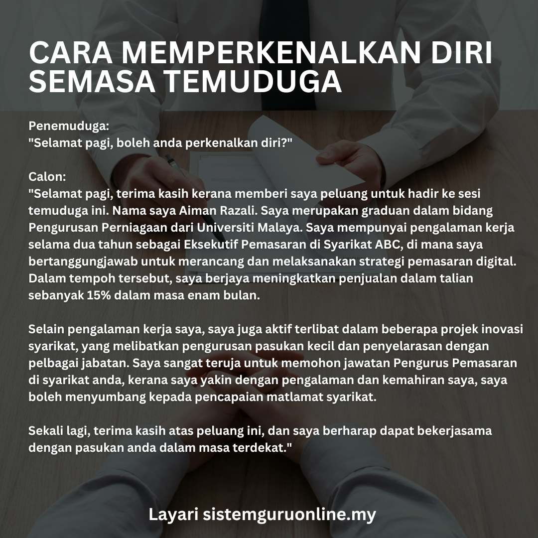 Tips Dan Cara Memperkenalkan Diri Semasa Temuduga