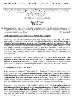 Cara Menjawab Soalan Novel SPM Bahasa Melayu
