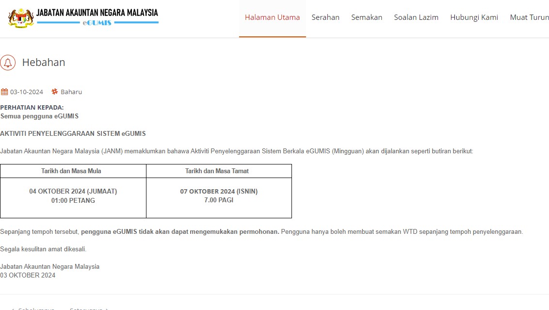 Cara Tuntut Wang Tidak Dituntut Online Melalui E-Gumis