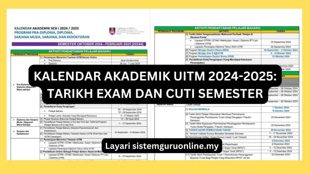 Kalendar Akademik UiTM 2024-2025: Tarikh Exam Dan Cuti Semester