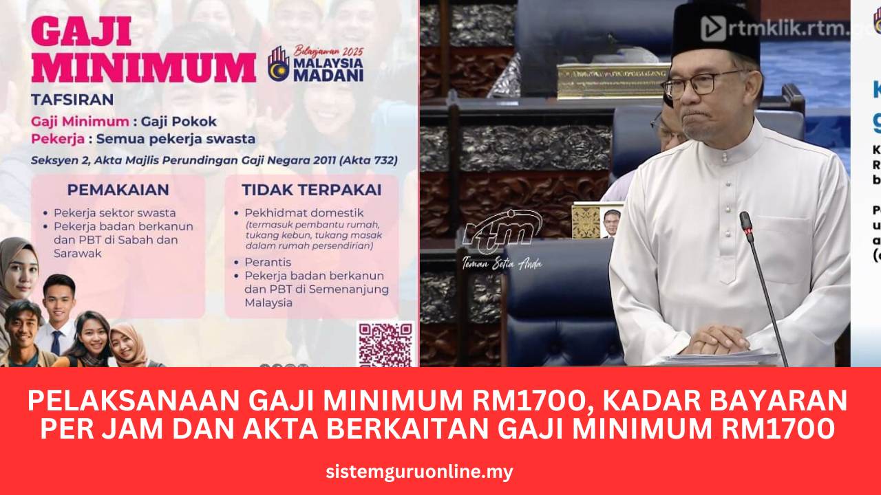 Pelaksanaan Gaji Minimum RM1700, Kadar Bayaran Per Jam Dan Akta Berkaitan Gaji Minimum RM1700