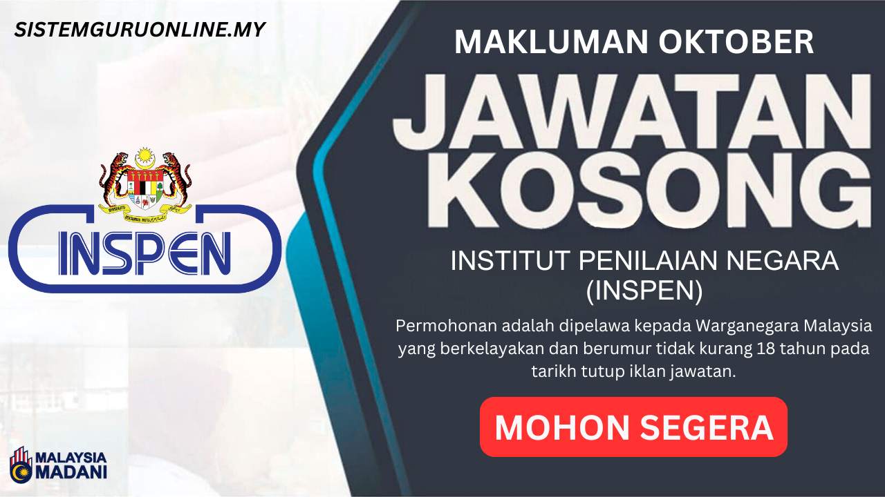 Pengambilan Jawatan INSPEN Oktober 2024 - Jawatan Pegawai Pendidikan Pengajian Tinggi DH41