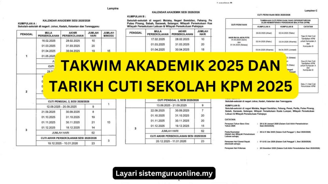 Takwim Akademik 2025 Dan Tarikh Cuti Sekolah KPM 2025
