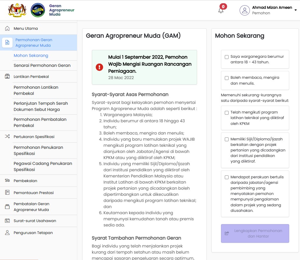 Permohonan Geran Agropreneur Muda 2025 Kini Dibuka!