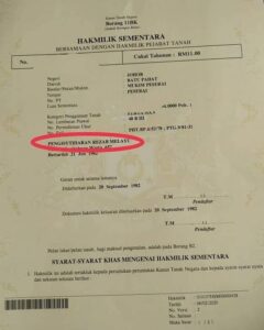 Penerangan Jenis Geran Tanah Di Malaysia