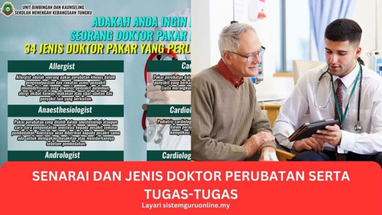 Senarai Dan Jenis Doktor Perubatan Serta Tugas-Tugas