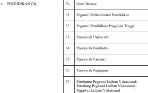 Senarai Semua 17 Jenis Klasifikasi Perkhidmatan SSPA Penjawat Awam ...